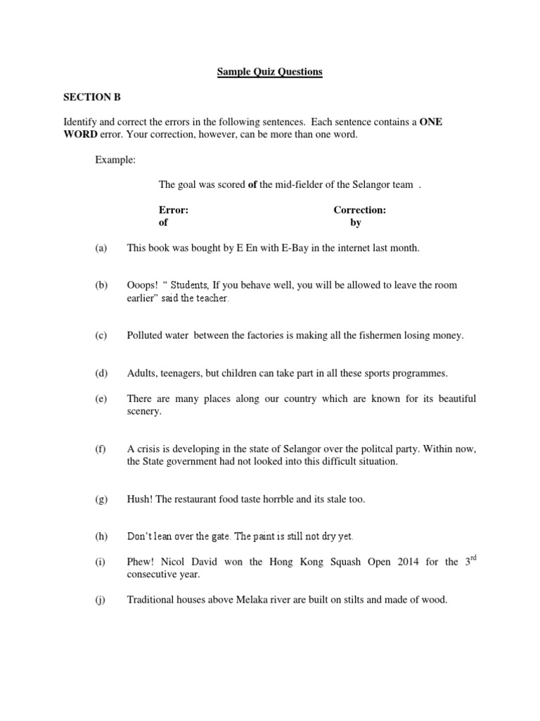 Sample Quiz Qs | PDF