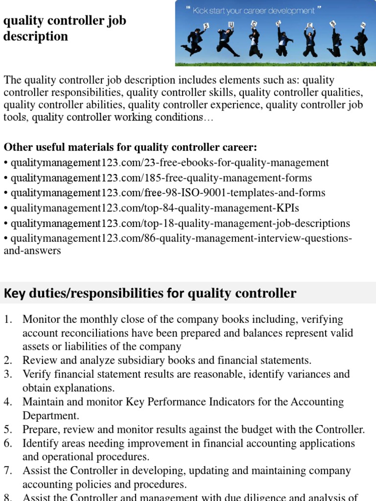 Quality Controller Job Description | PDF | Financial Statement | Accounting