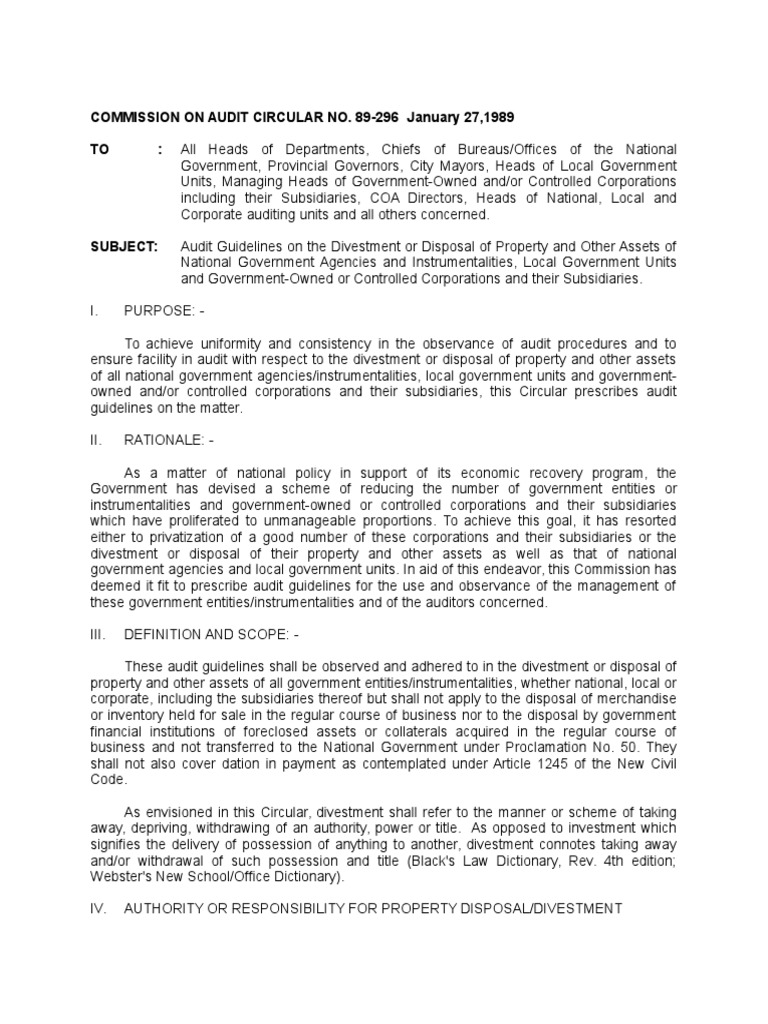 Disposal of Unserviceable Assets | Real Estate Appraisal | Audit