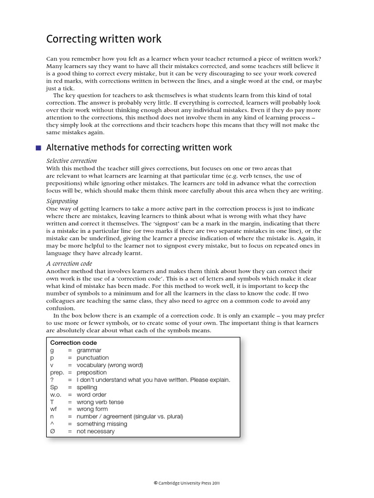 Correcting Written Work | PDF | Verb | Cognition