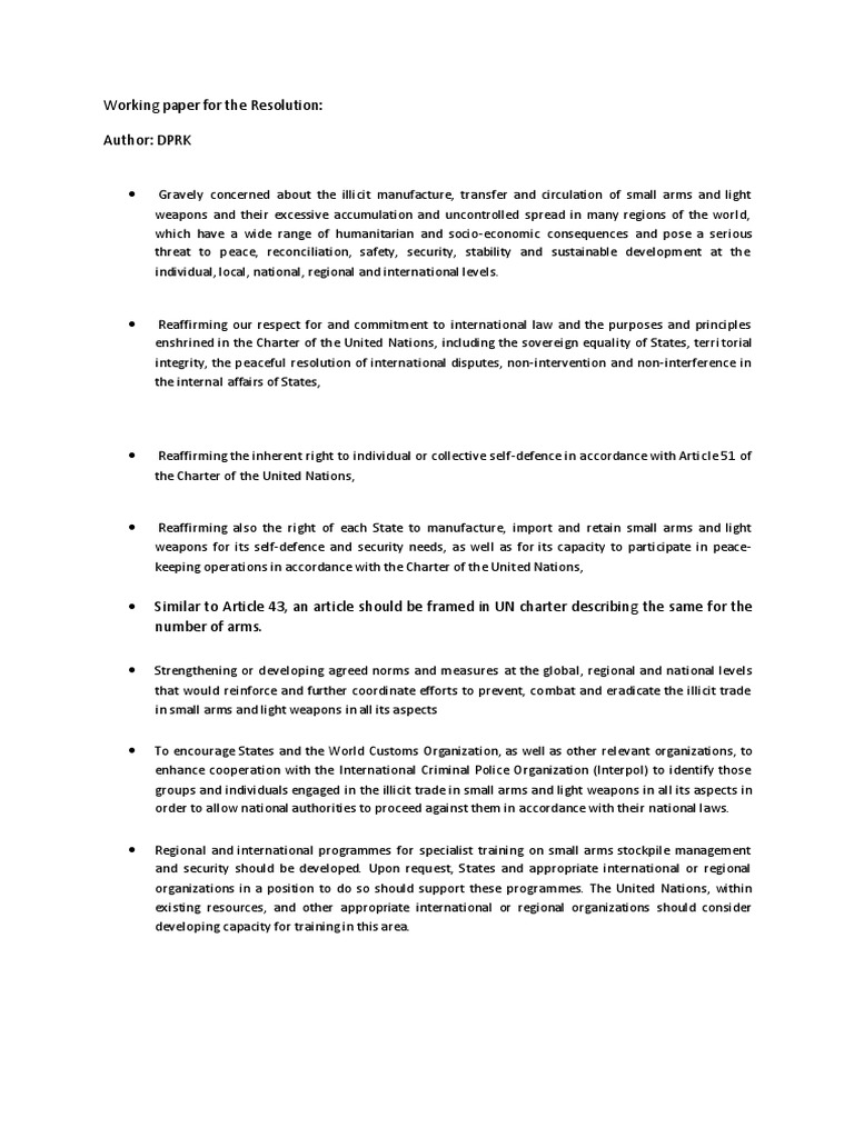 Working Paper For The Resolution | PDF | United Nations | International ...