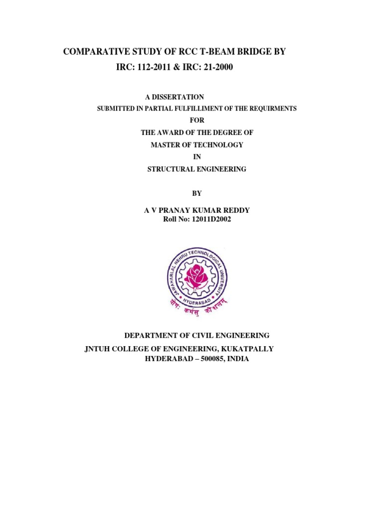 Comparative Study of RCC T-Beam Bridge by IRC: 112-2011 & IRC: 21-2000 | PDF | Thesis | Shape