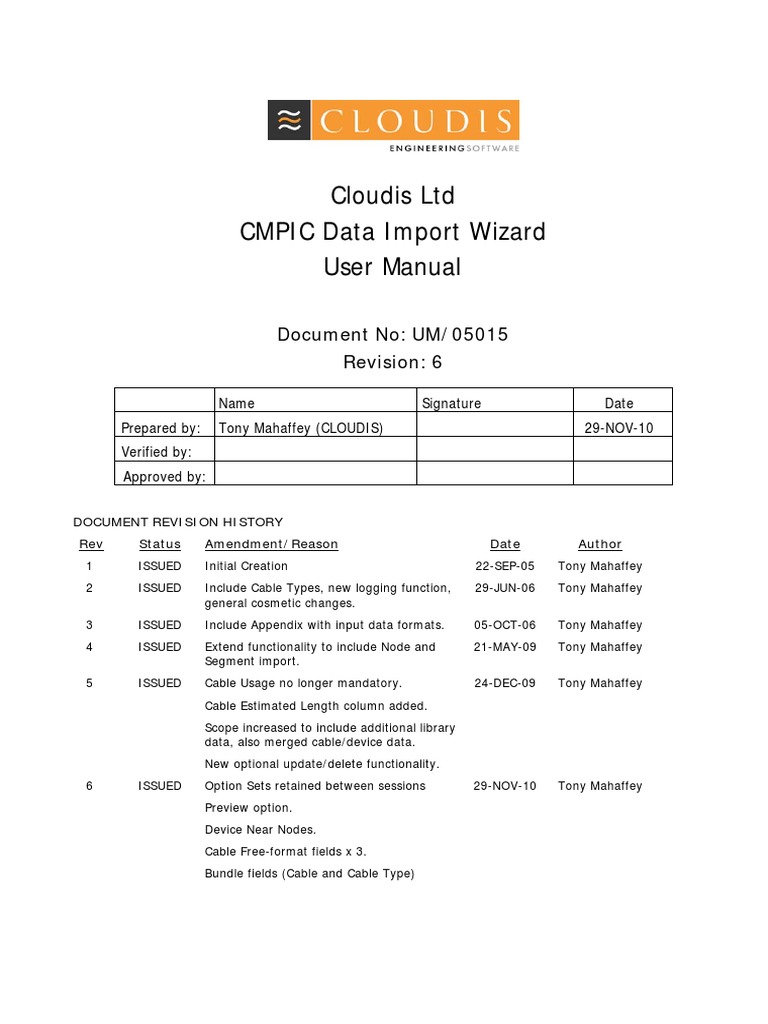 CMPIC 5 Data Import Wizard | PDF