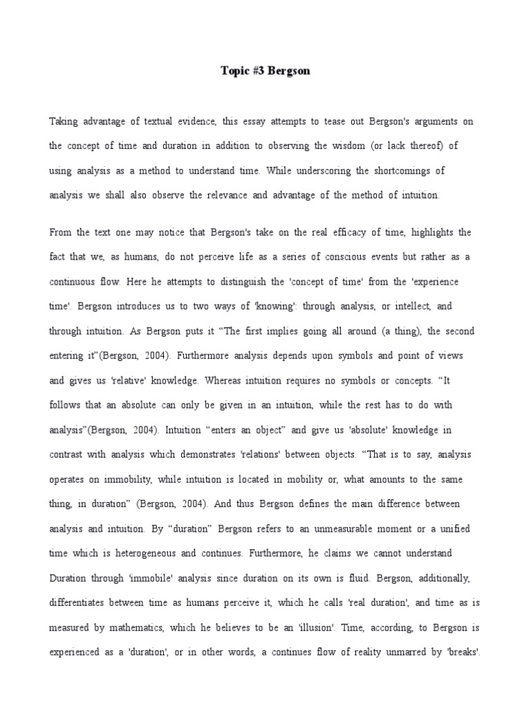 Bergson's Time: Analysis vs. Intuition | PDF | Henri Bergson ...