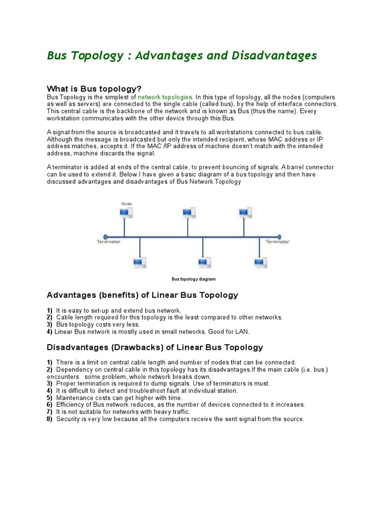 Bus Topology: Pros and Cons Explained | PDF