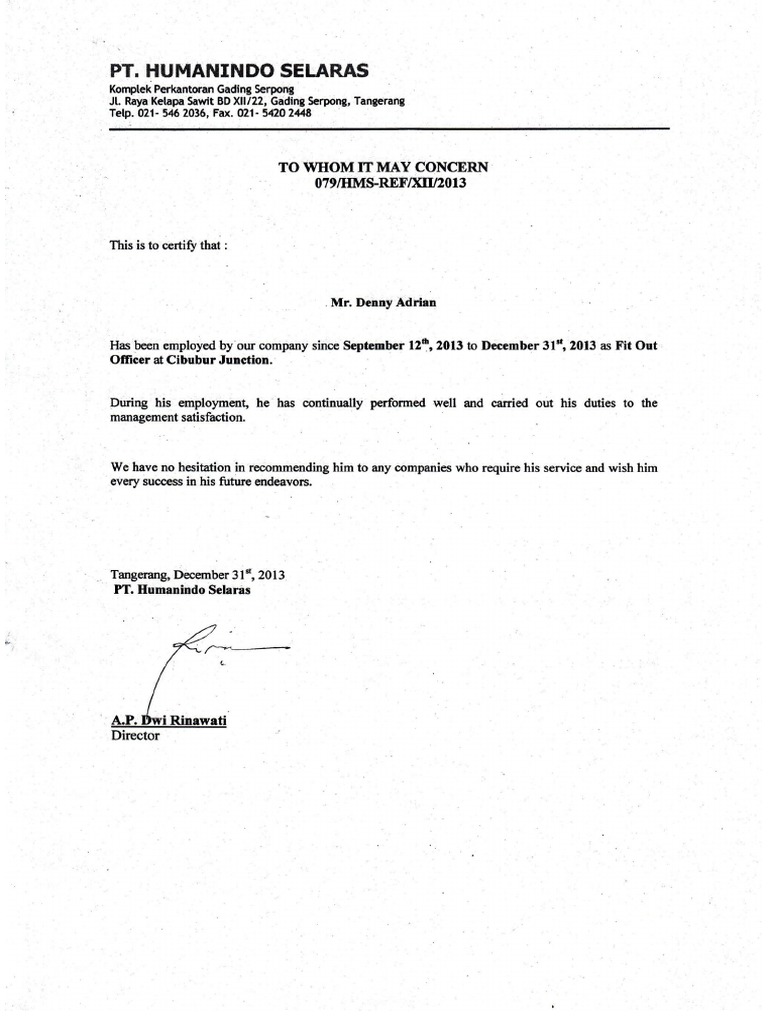 Contoh Surat Paklaring | PDF