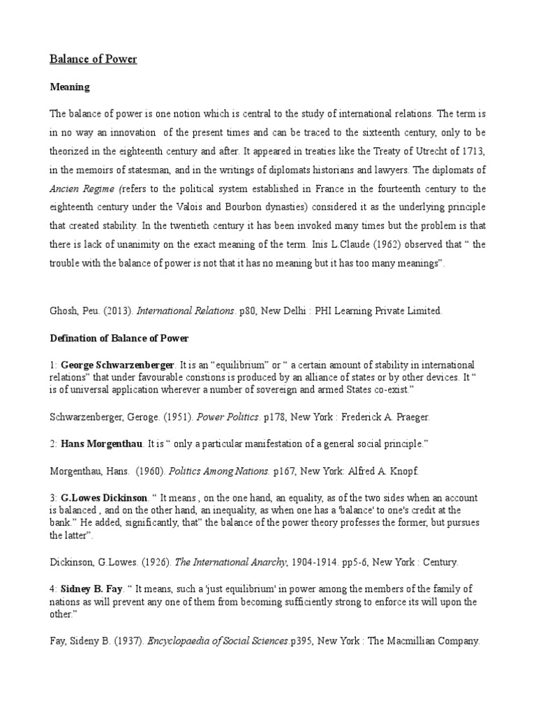 Balance of Power | PDF | Politics