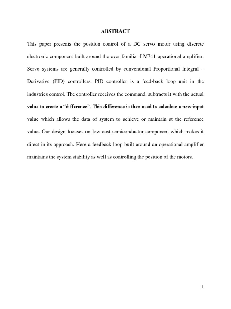 DC Servo Motor Position System | PDF | Servomechanism | Operational Amplifier
