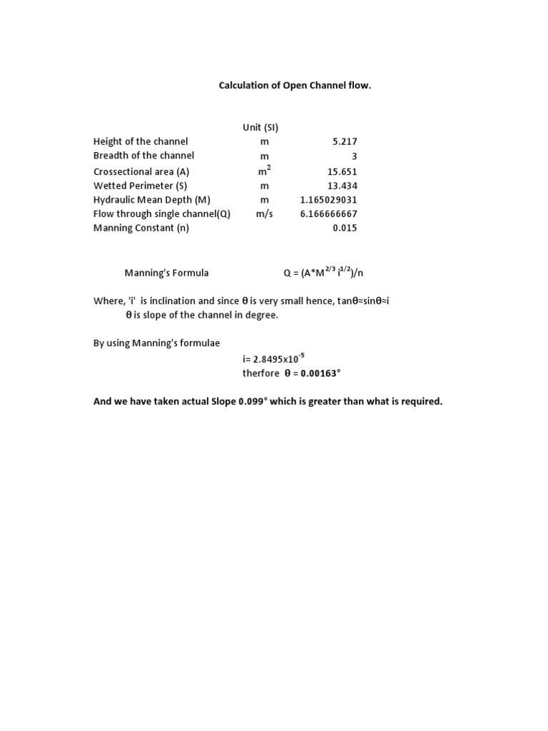 Open Channel Flow Calculation Guide | PDF | Science & Mathematics