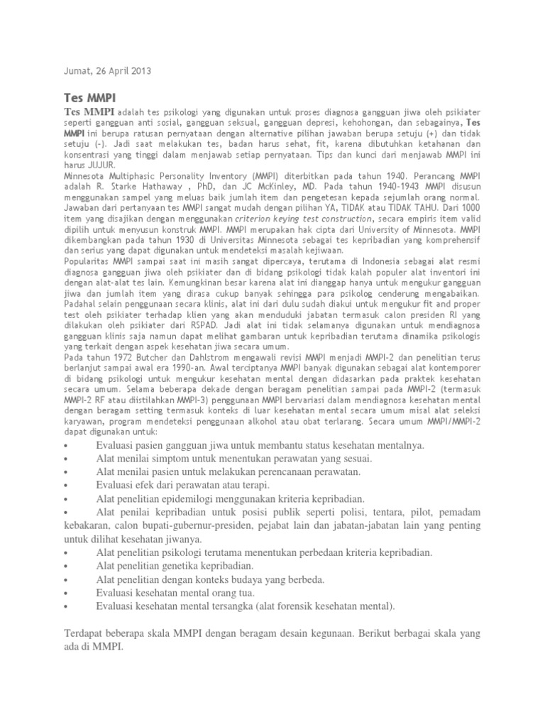 Tes Mmpi | PDF