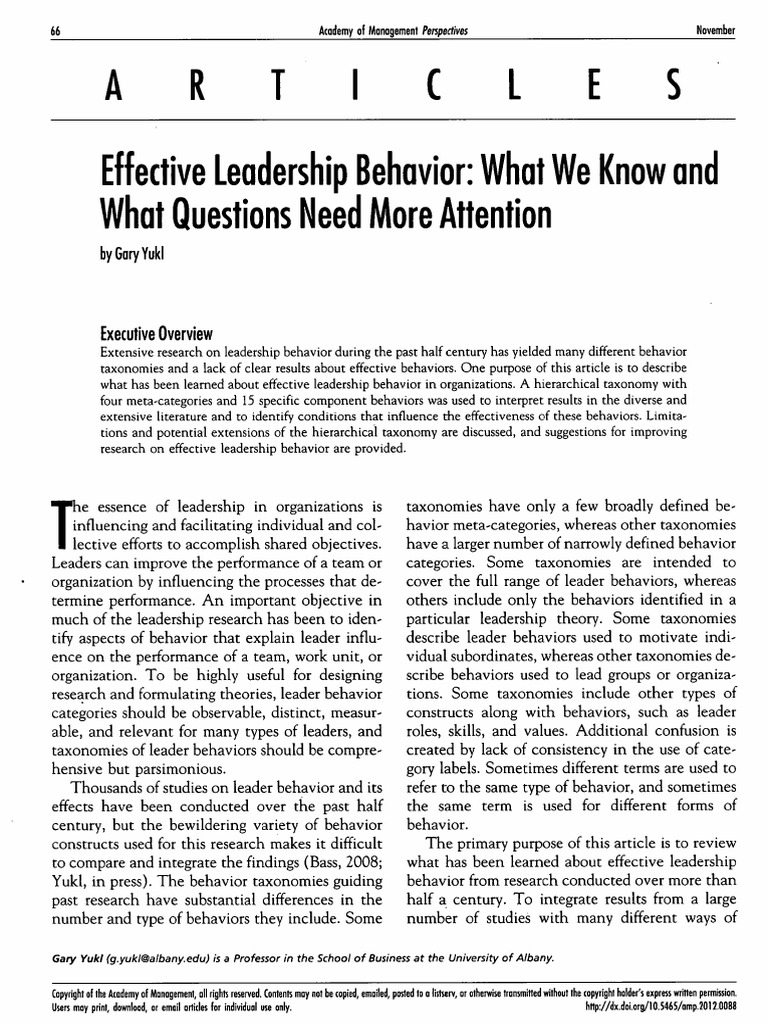Effective Leadership | PDF | Leadership | Behavior