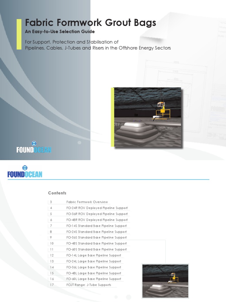 FoundOcean Fabric Formwork Grout Bag Catalogue | PDF | Pipeline Transport | Pipe (Fluid Conveyance)