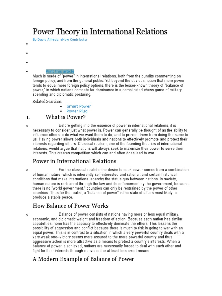 Power Theory in International Relations | International Relations ...