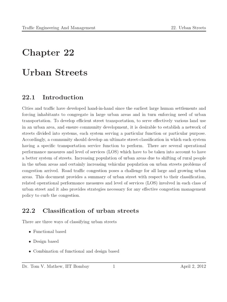 Urban Street Classification and Management | PDF | Street | Traffic ...