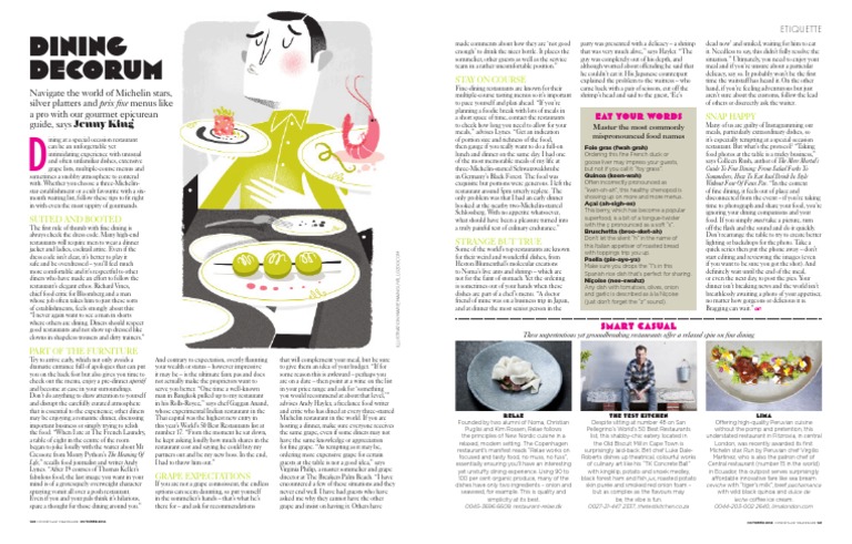 Dining Decorum | PDF | Restaurants | Tableware