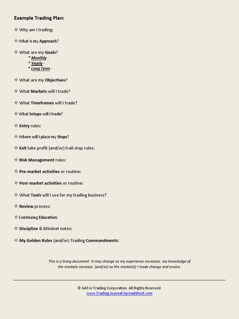 TJS Trading Plan Example Template | PDF | Business | Economies