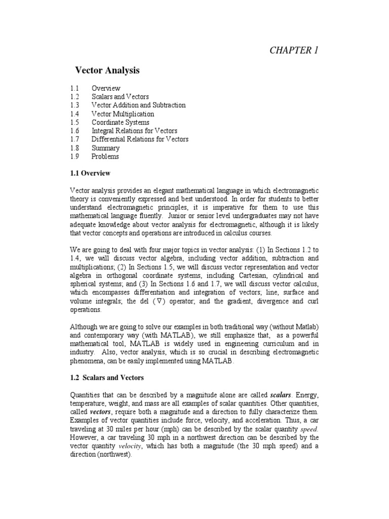 Vector Analysis Pdf Coordinate System Euclidean Vector
