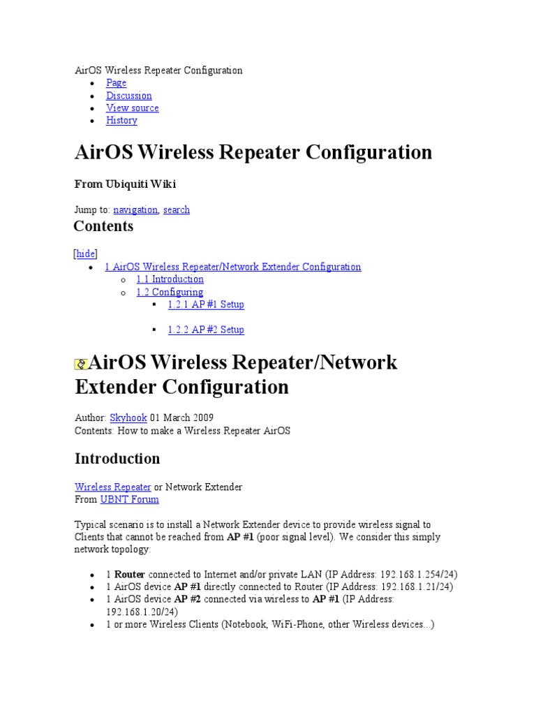 AirOS Repeater Setup Guide | PDF | Wireless Lan | Computer Network