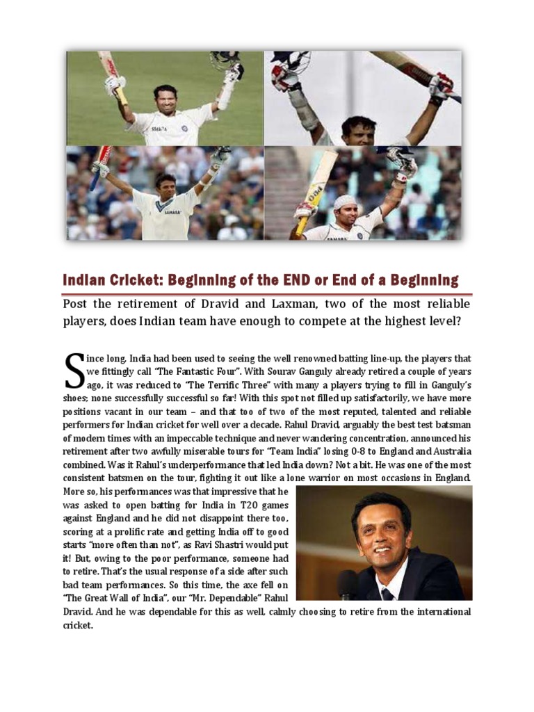 Indian Cricket: Beginning of The END or End of A Beginning | PDF ...