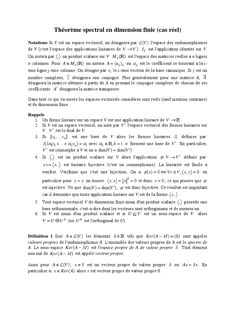 Théorème Spectral | PDF | Valeur propre, vecteur propre et espace ...