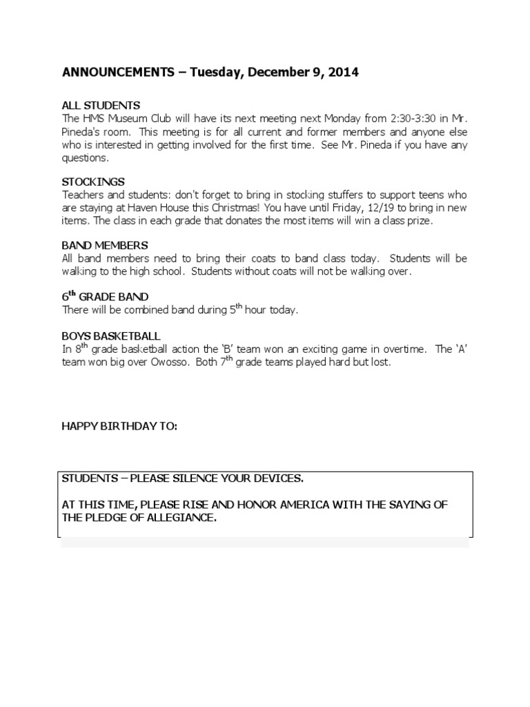 Announcements | PDF