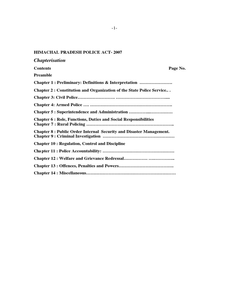 HP Police Act 2007 | PDF | Police Officer | Inspector General