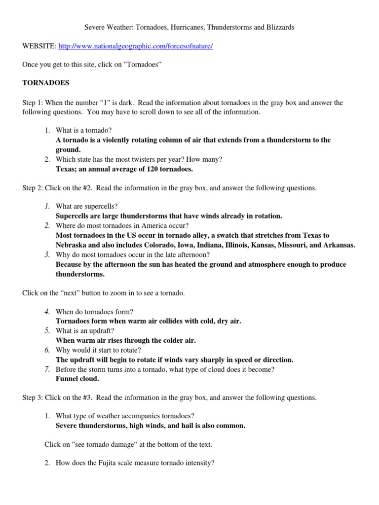 Severe Weather Webquest | PDF | Tornadoes | Thunderstorm