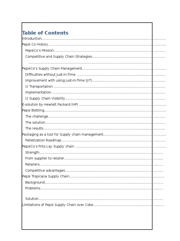 PepsiCo Supply Chain | PDF | Pepsi Co | Supply Chain Management