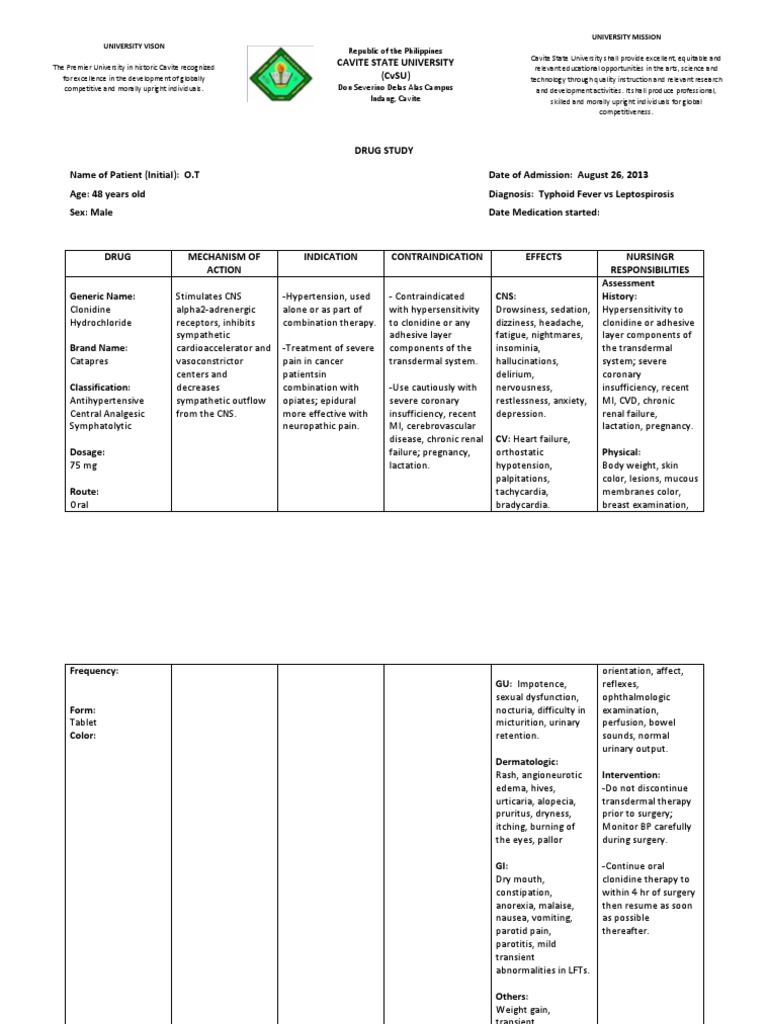 Drug Study on the Use of Clonidine Hydrochloride for the Treatment of ...