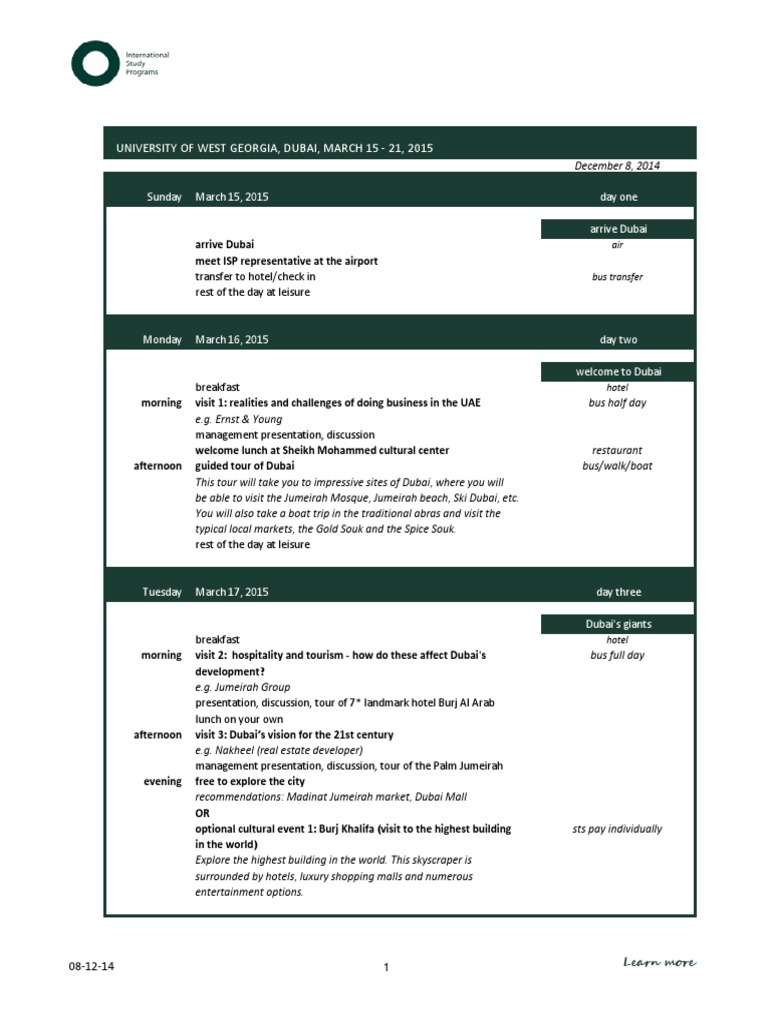 Tentative Itinerary | PDF | Dubai | Hotel And Accommodation