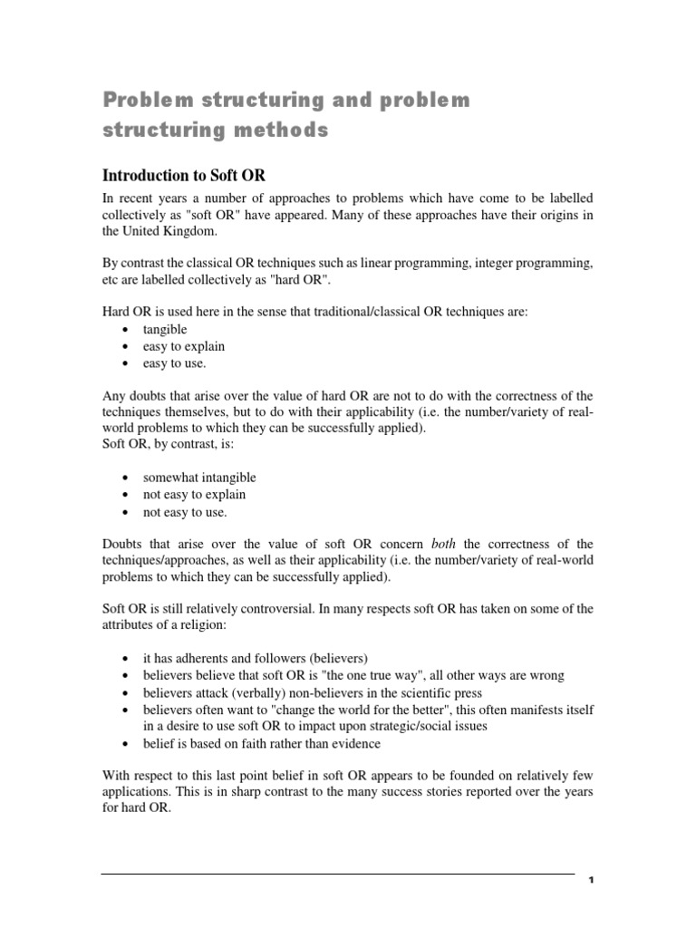 Problem Structuring And Problem Structuring Methods Pdf Pdf Conceptual Model System