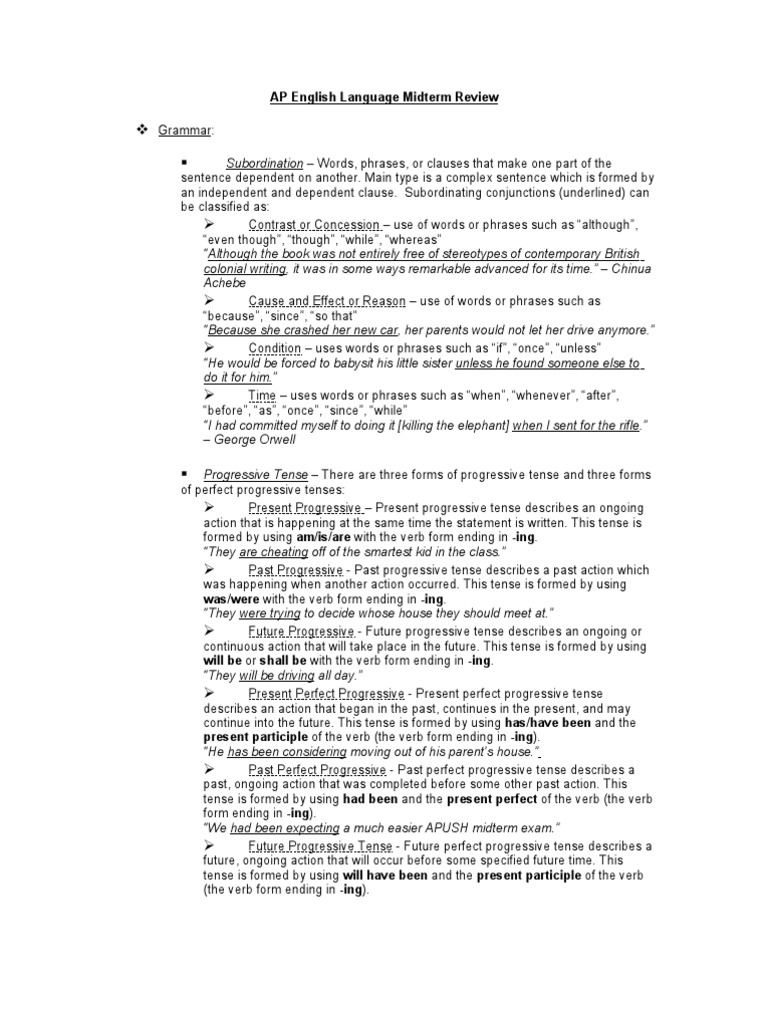 AP Lang Midterm Review Guide | PDF | Rhetoric | Logos