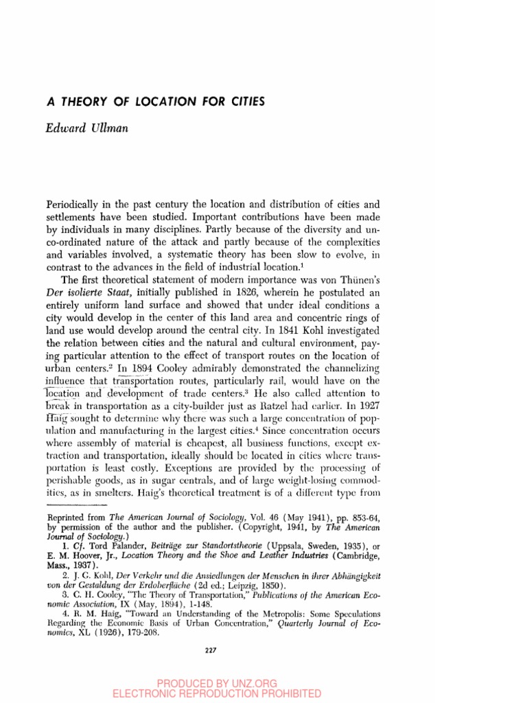 A Theory of Location For Cities: Edward Ullman | PDF | Science | Geography