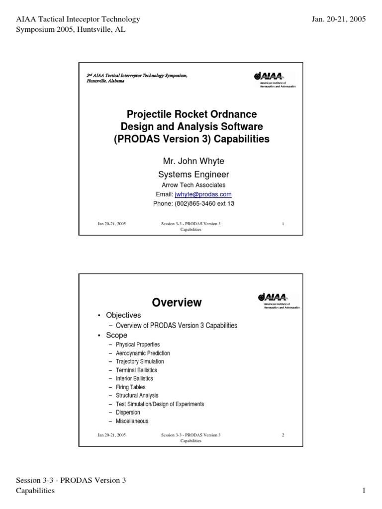 2005-01 - PRODAS V3 Capabilities | PDF | Ballistics | Gun