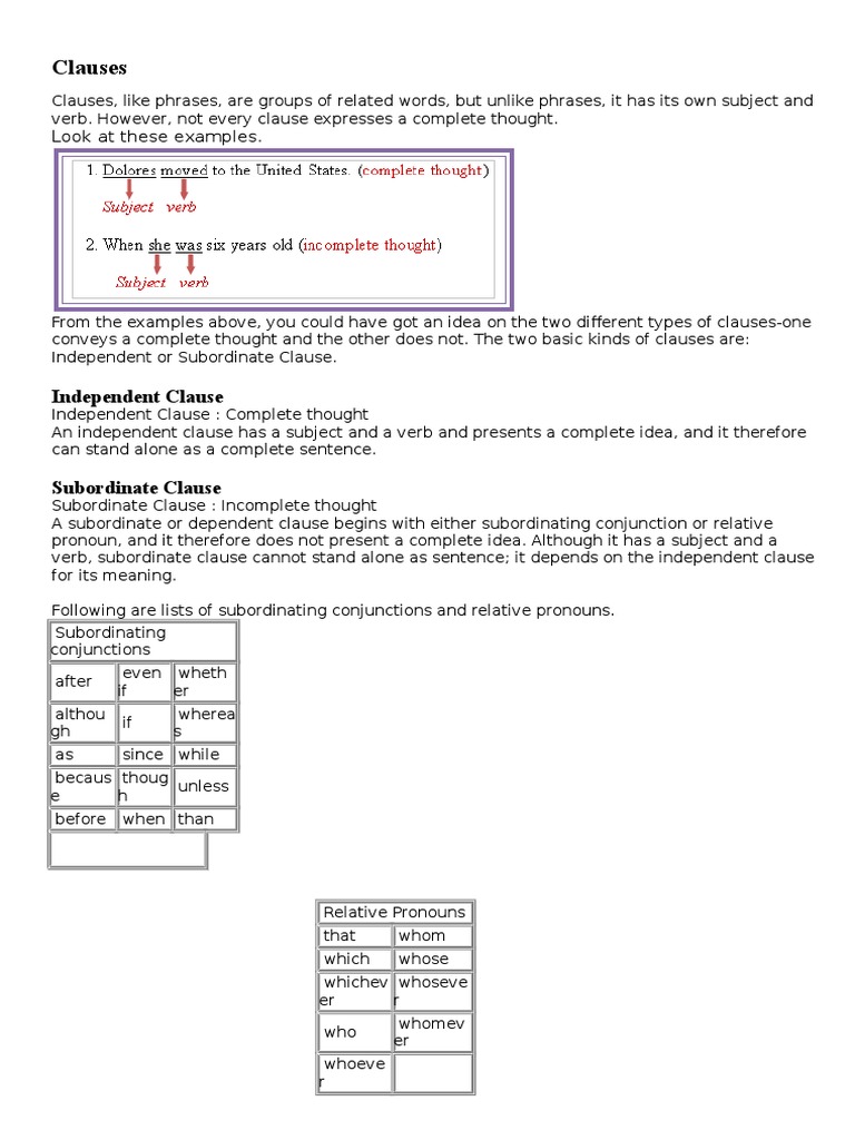 Clauses Explained | PDF | Clause | Adverb