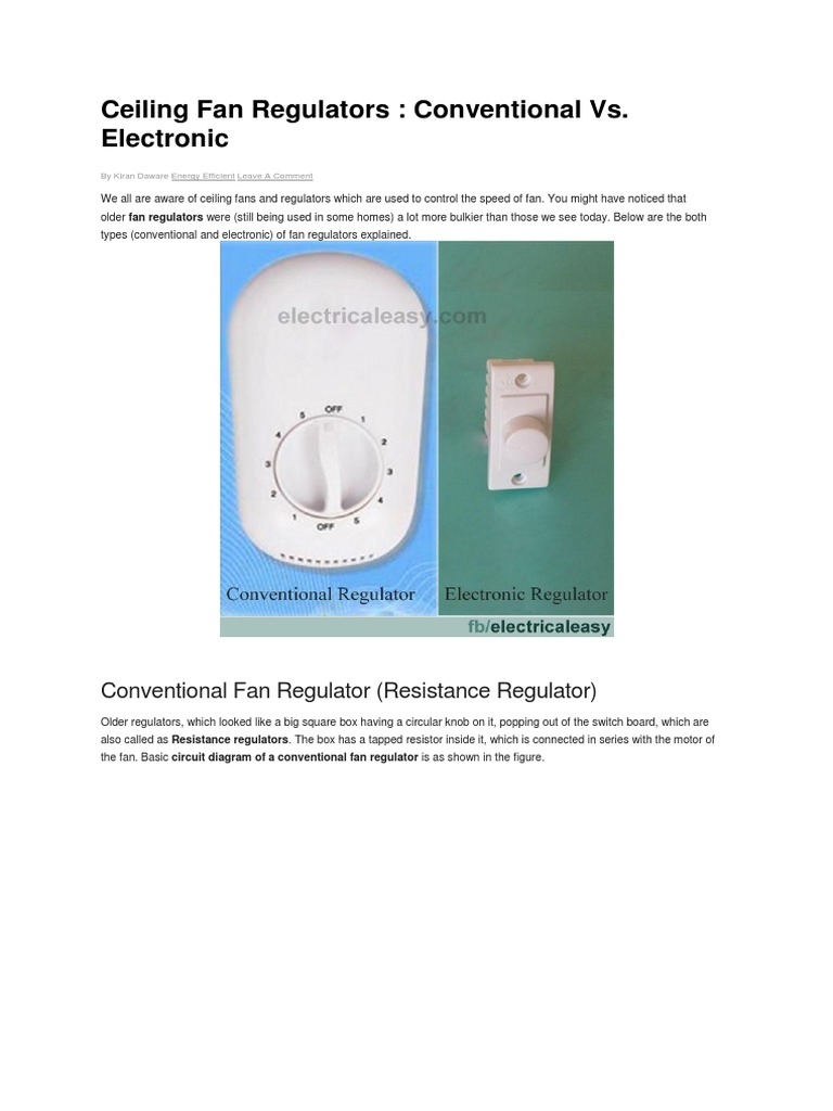 Ceiling Fan Regulators: Types Explained | PDF