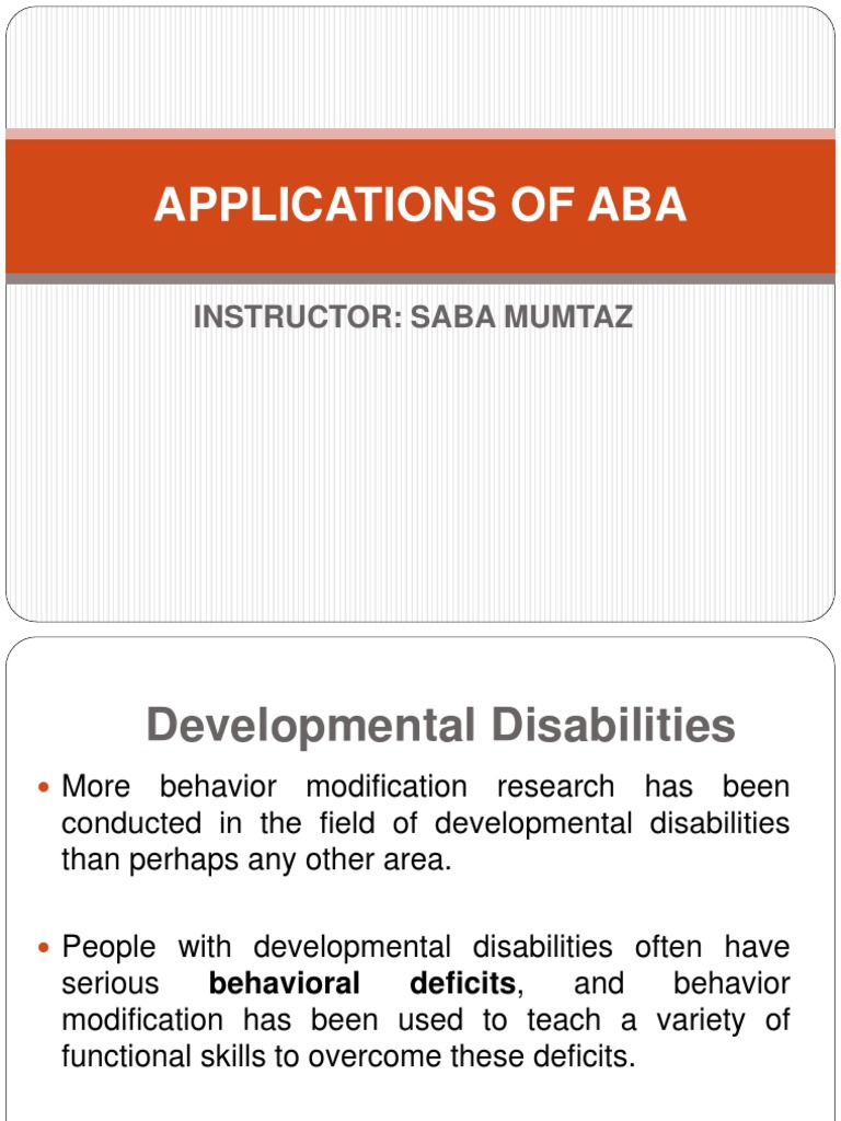 Applications of Aba | PDF | Developmental Disabilities | Behavior ...