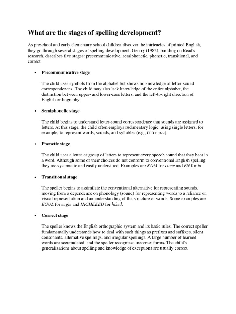 Stages of Spelling Development Explained | PDF | Orthography | Letter Case