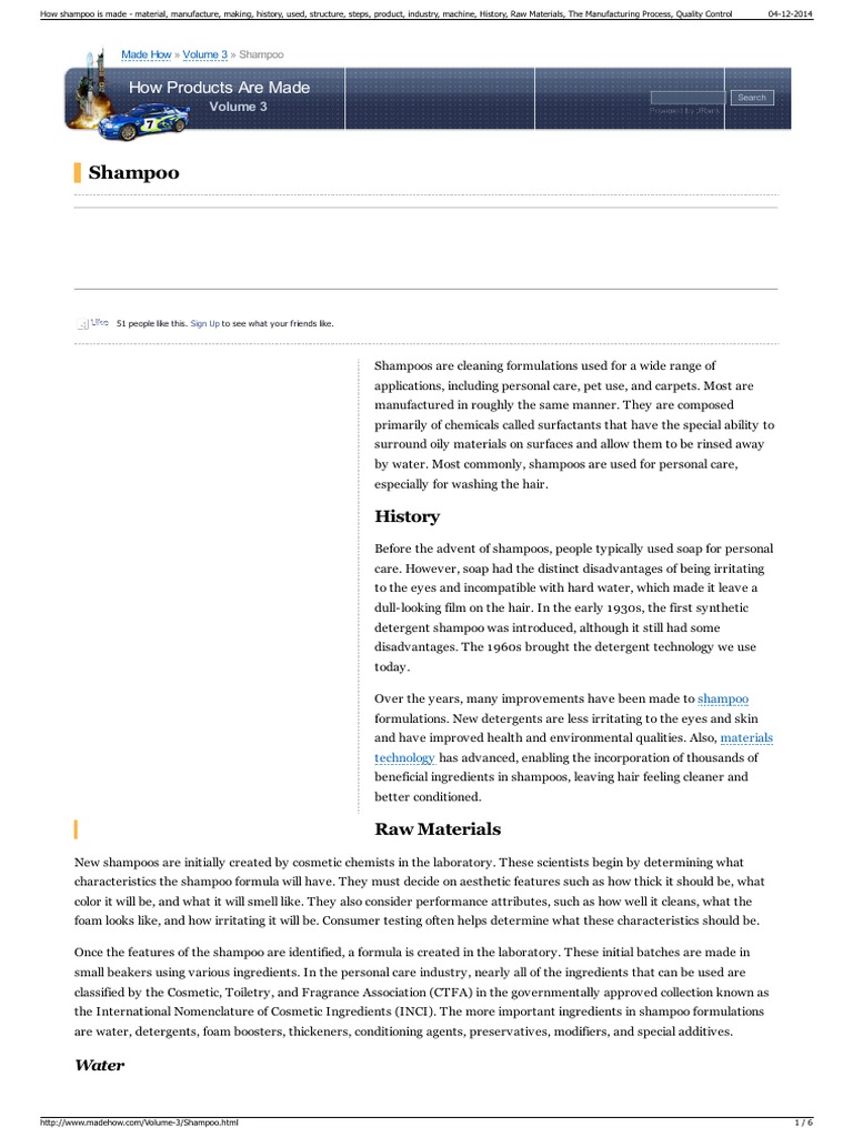 How Shampoo Is Made - Material, Manufacture, Making, History | PDF ...
