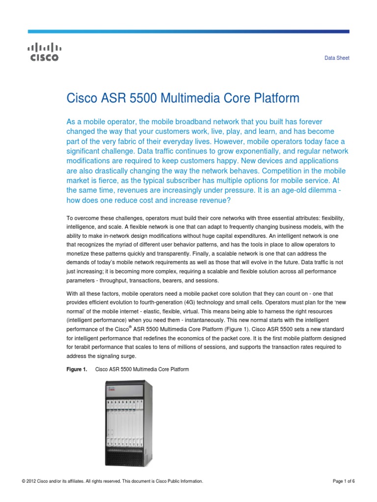 Cisco ASR 5500 Multimedia Core Platform: Data Sheet | PDF | Scalability ...