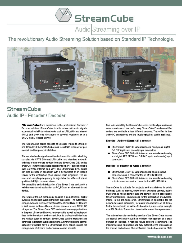 Streamcube: Audio Streaming Over Ip | PDF | Codec | Streaming Media