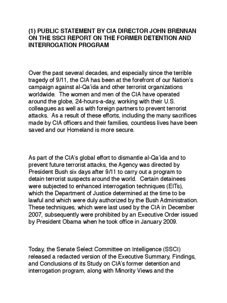 CIA Response | PDF | Enhanced Interrogation Techniques | Central ...