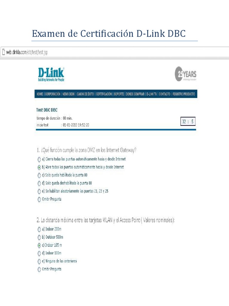 Examen Certificacion D Link DBC | PDF