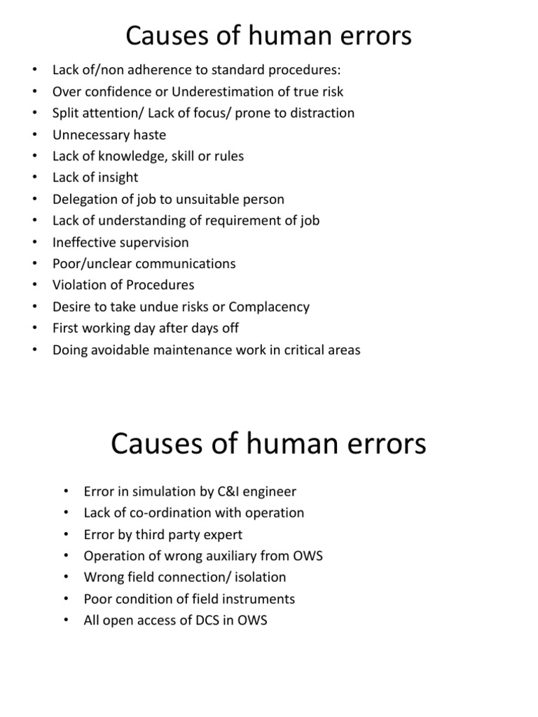 Causes of Human Errors | Download Free PDF | Business