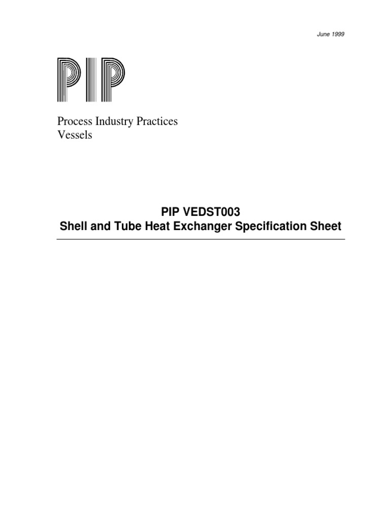 VEDST003 - Shell and Tube Heat Exchanger Specification Sheet | PDF ...