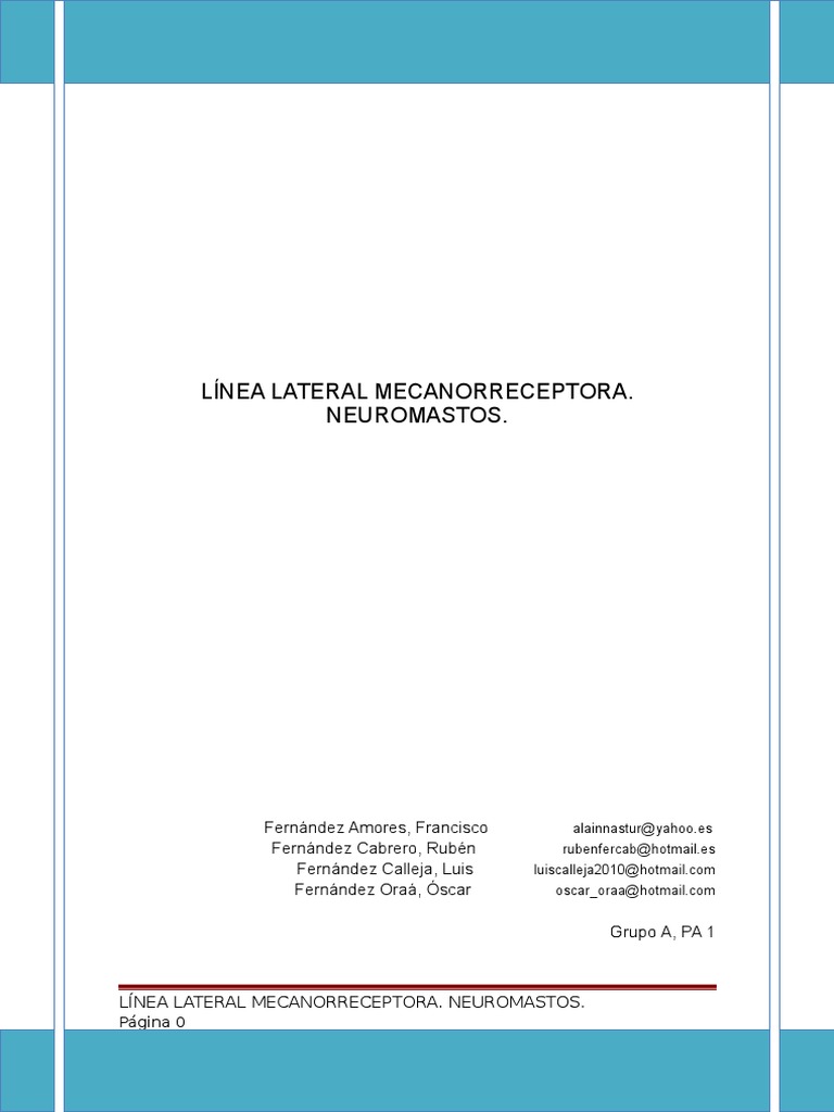 Linea Lateral Mecanorreceptora | PDF | Sinapsis | Nervio