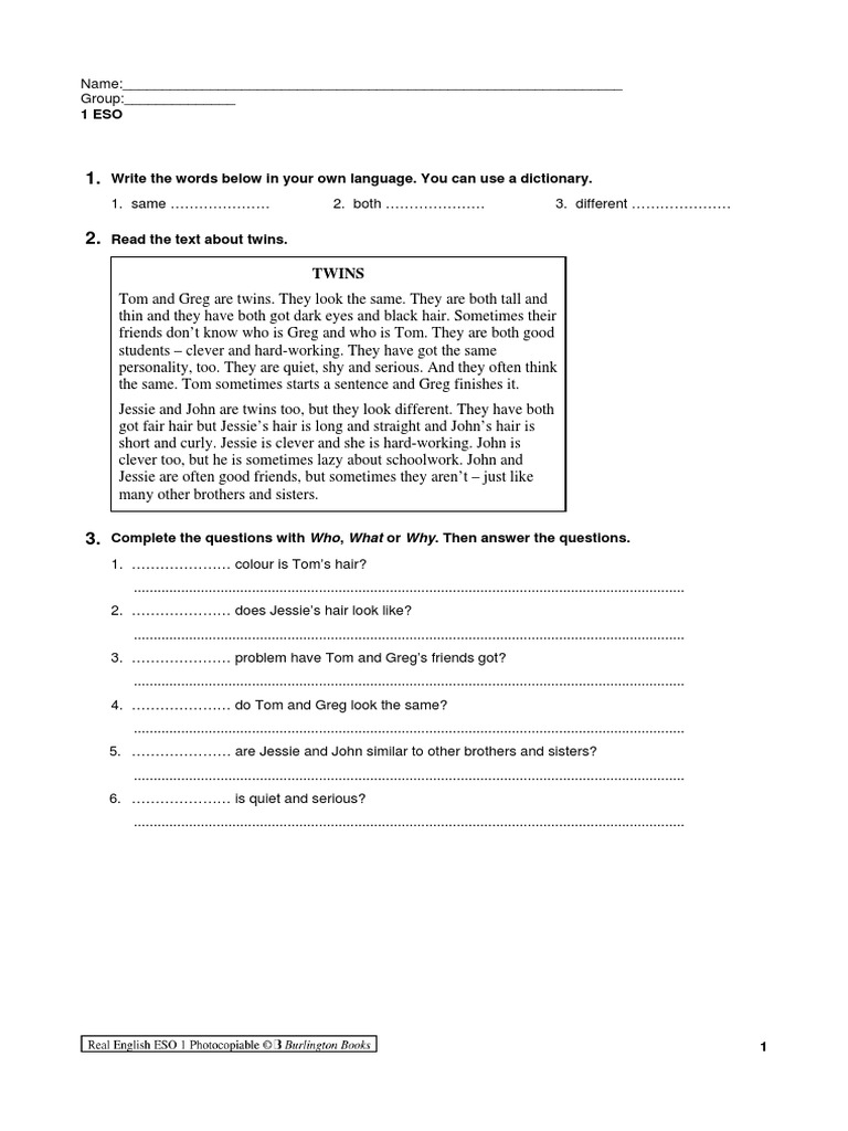 Real English 1º Eso - Material Readings | PDF