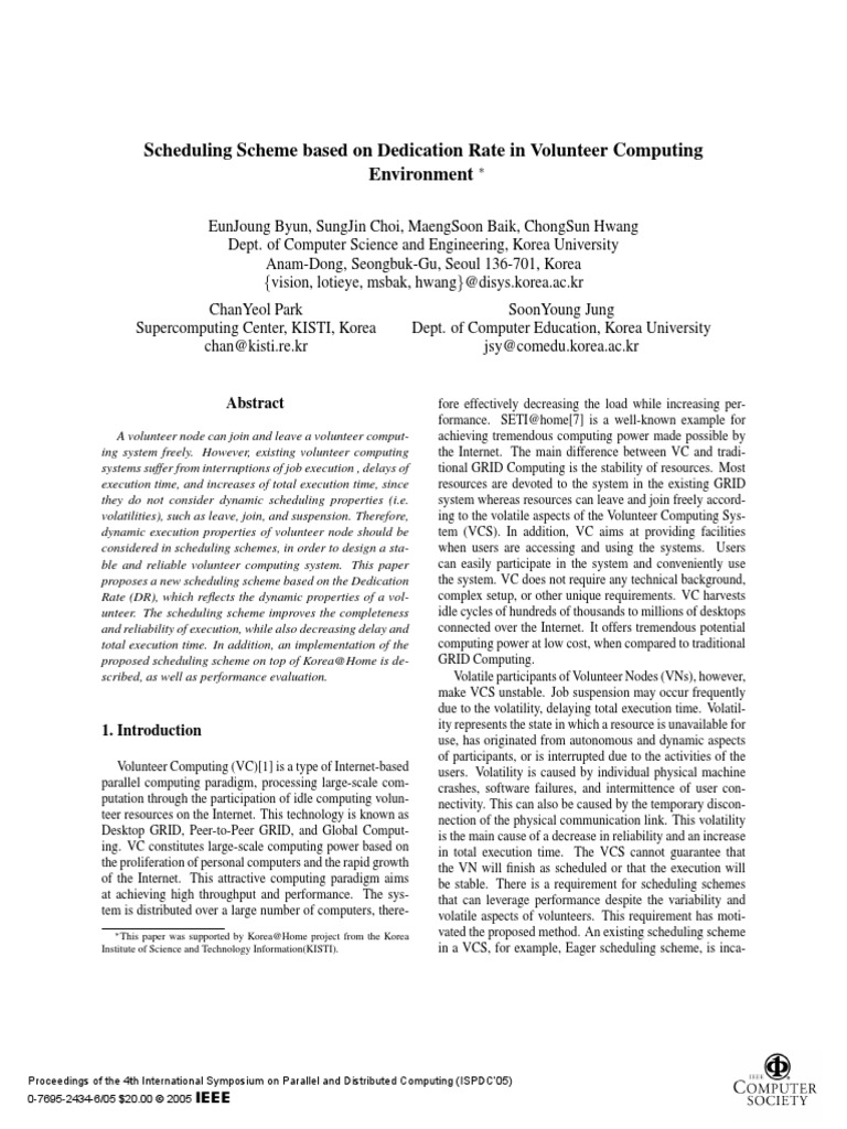 Scheduling Scheme Based On Dedication Rate in Volunteer Computing Environment | Download Free ...