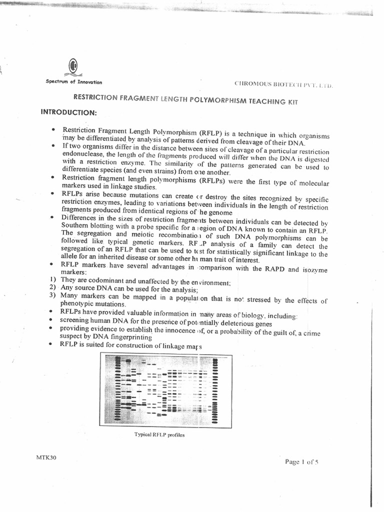 RFLP Teaching Kit | PDF | Biotechnology | Life Sciences