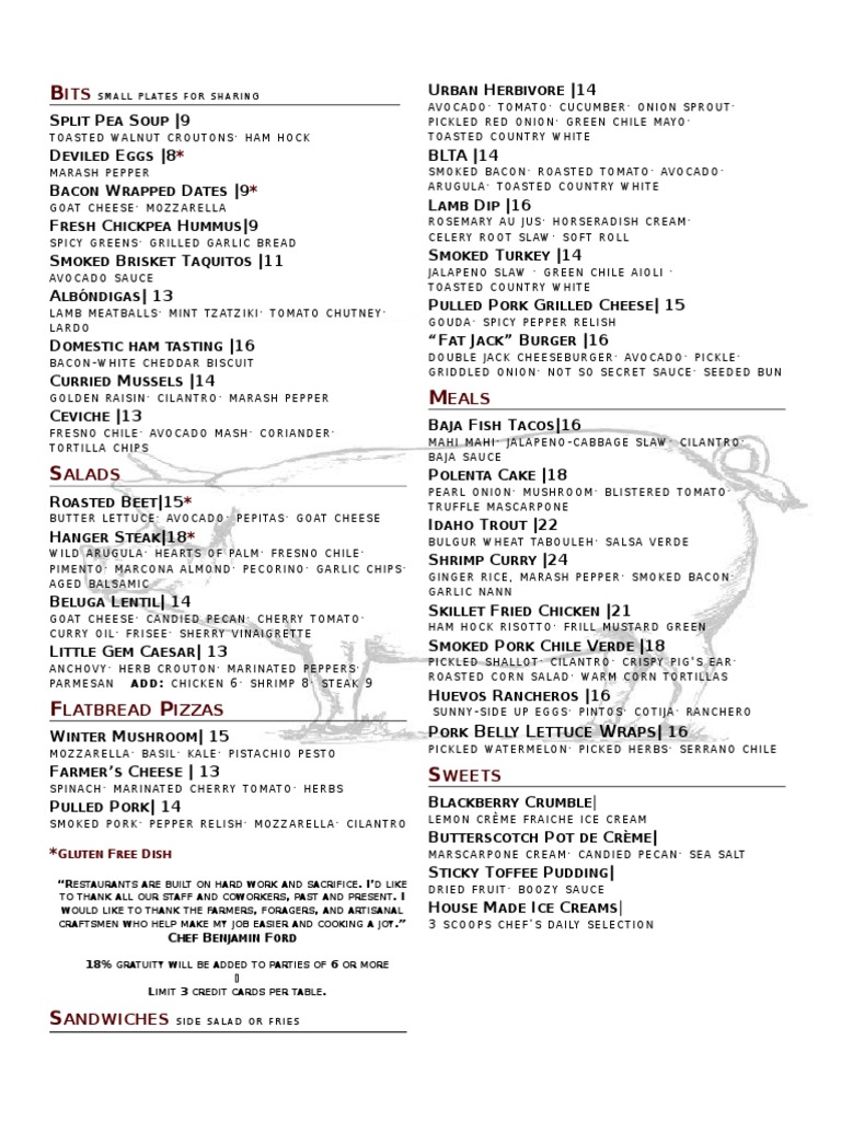Ford's Lunch Menu | PDF | North American Cuisine | Cuisine